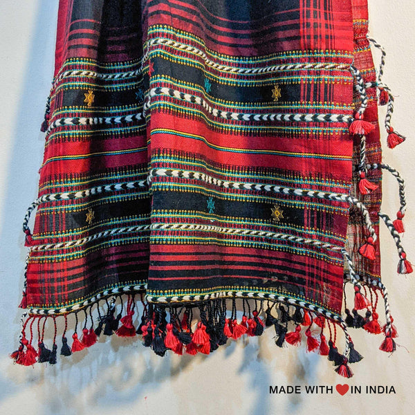 Kaado — Handmade Cotton Spring Scarf in Black with Tassels